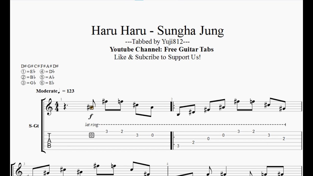(Big Bang) Haru Haru -  Guitar Tab | Sungha Jung | Fingersyle | HD 1080p