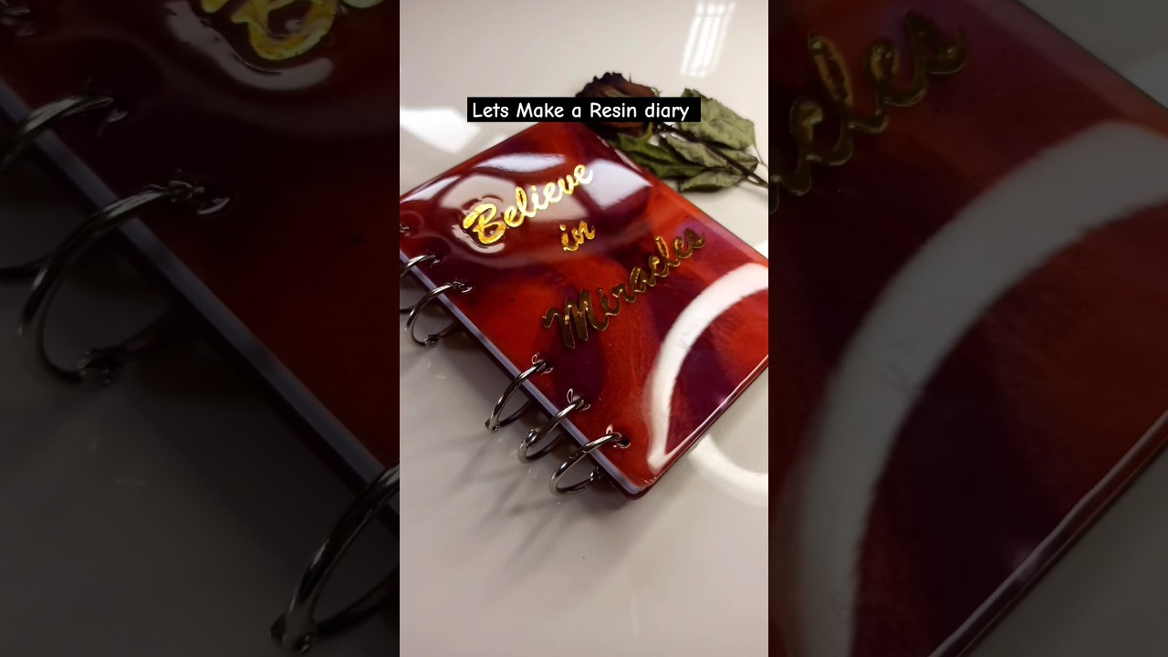 Resin Diary tutorial|Resin notebook|Resin gift ideas|Resin art for beginners|Wine and red colordiary