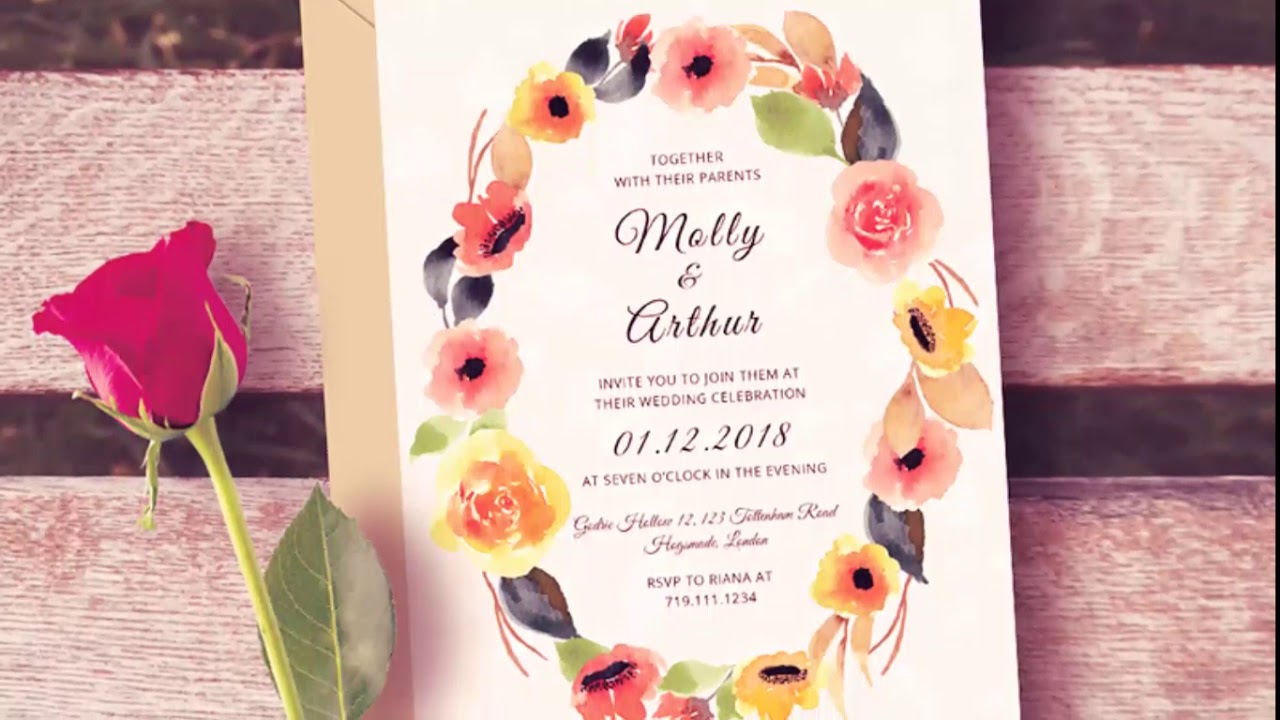 Photoshop CS6 Free Download – Watercolor Floral Wedding Invitation Template