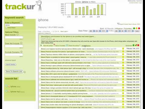 Social media & mainstream media results in Trackur