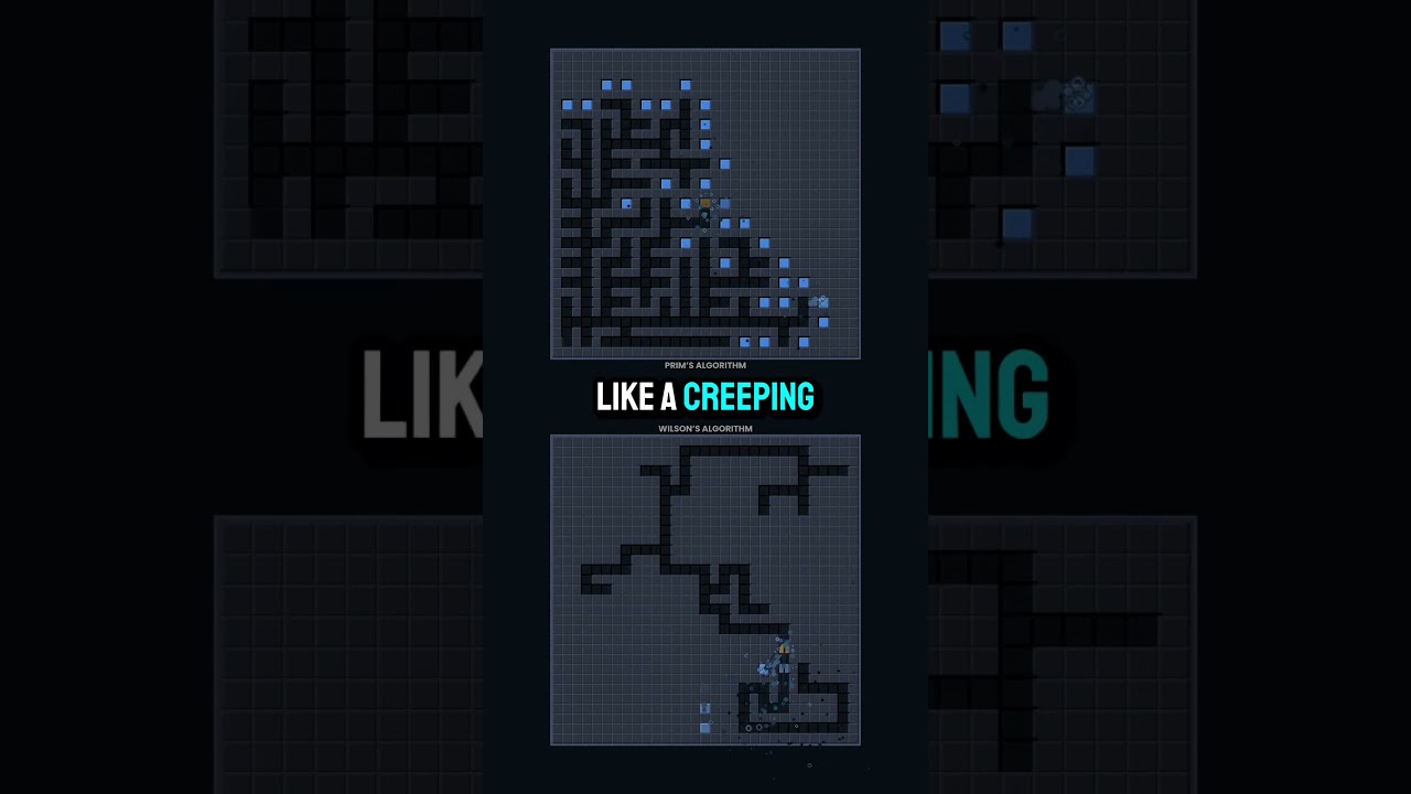 Prims vs Wilson's algorithm #computerscience #dev #gamedev #coding #programming #fyp #educational