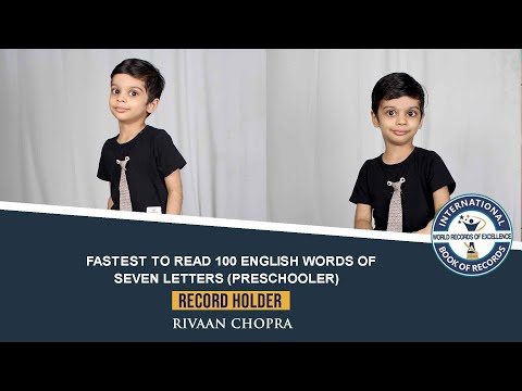 FASTEST TO READ 100 ENGLISH WORDS OF SEVEN LETTERS (PRESCHOOLER)