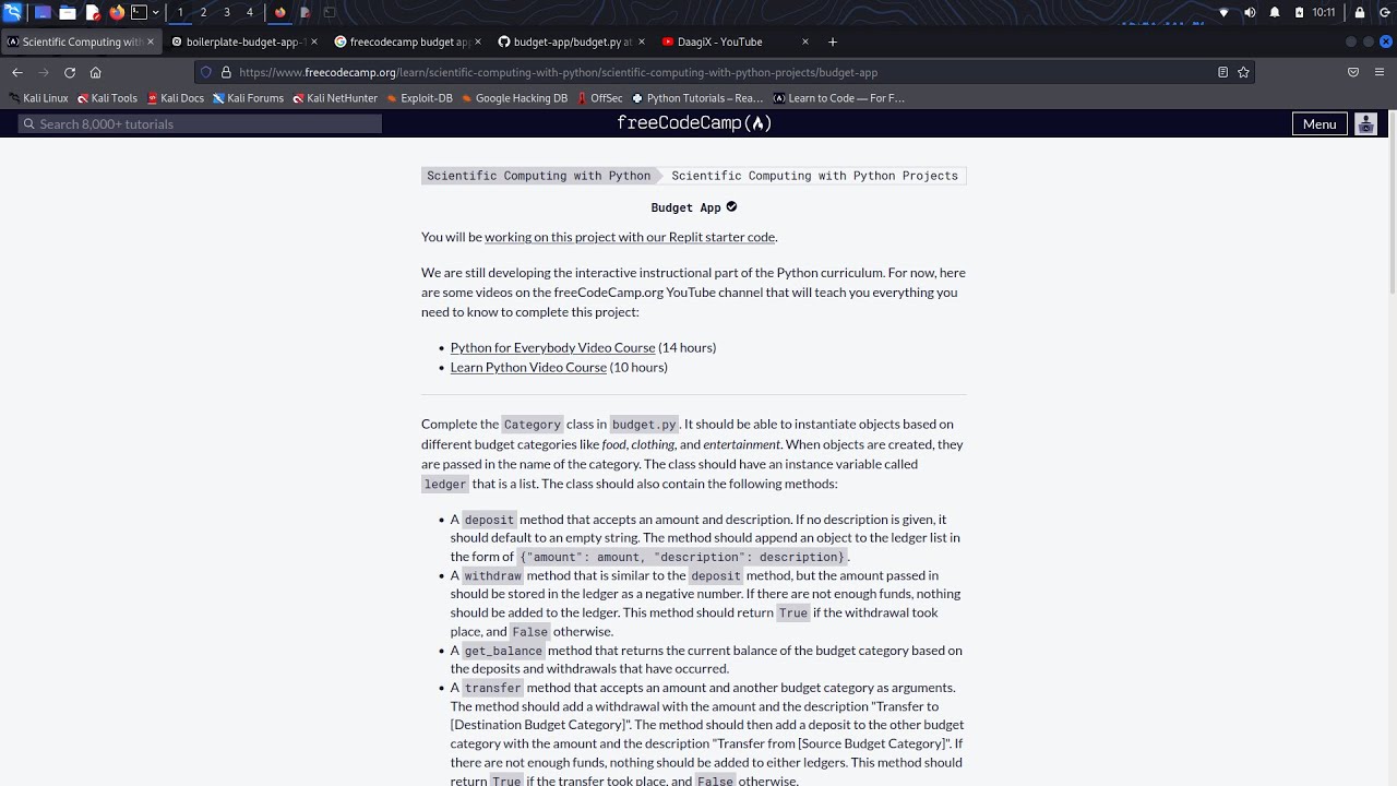 FreeCodeCamp Python Scientific Computing Budget App Solution