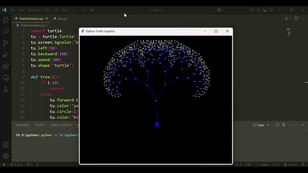 Stunning Tree Animation in Python | Turtle Graphics Tutorial