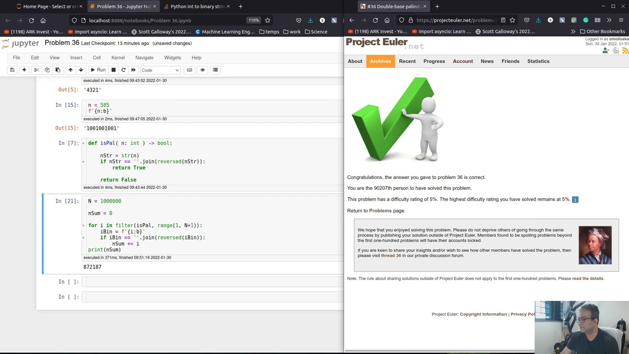 Solving Project Euler Problems in Python - Part 18 (Problem 36)