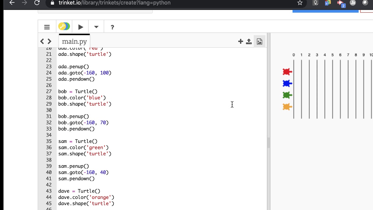 Summer Code Challenge: Turtle Race Python