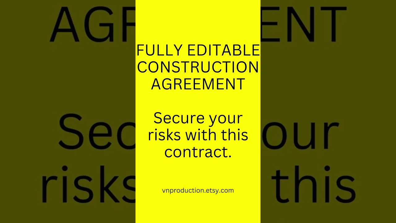 Construction Agreement Contract Fully Editable #Youtube #Shorts