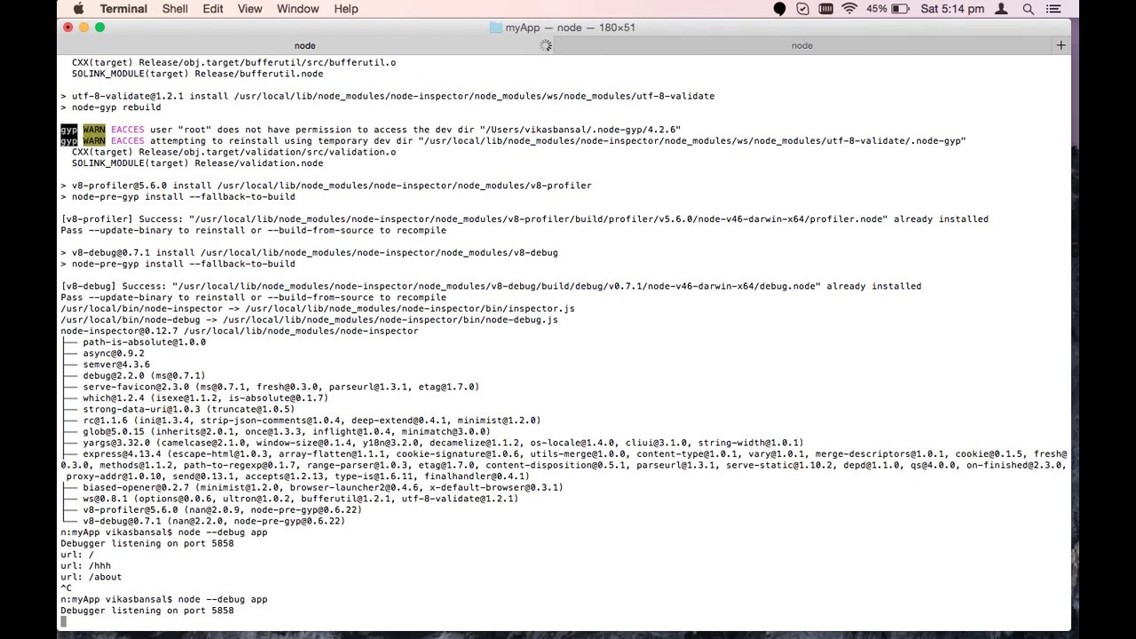 How to debug Node.js in Chrome using Node-Inspector