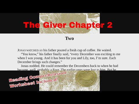 The Giver Chapter 2 Reading for Fluency with Comprehension Questions for Class Worksheet Included
