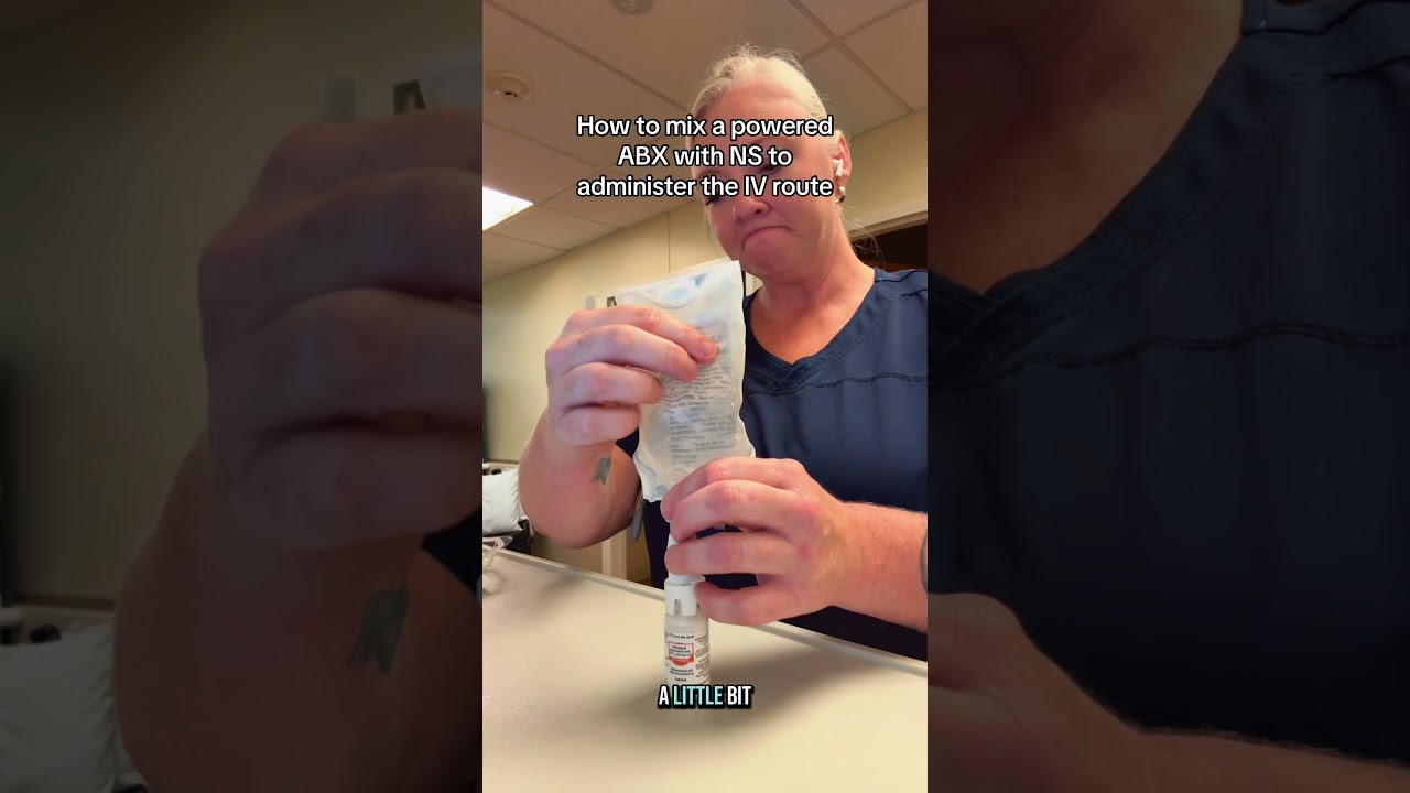 How to mix powered antibiotic with normal saline to administer IV route.