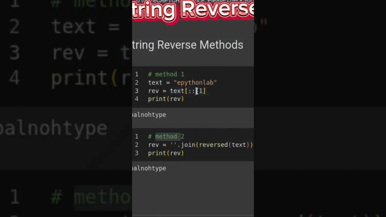 #13 Python String Reverse Methods #shorts #python #coding