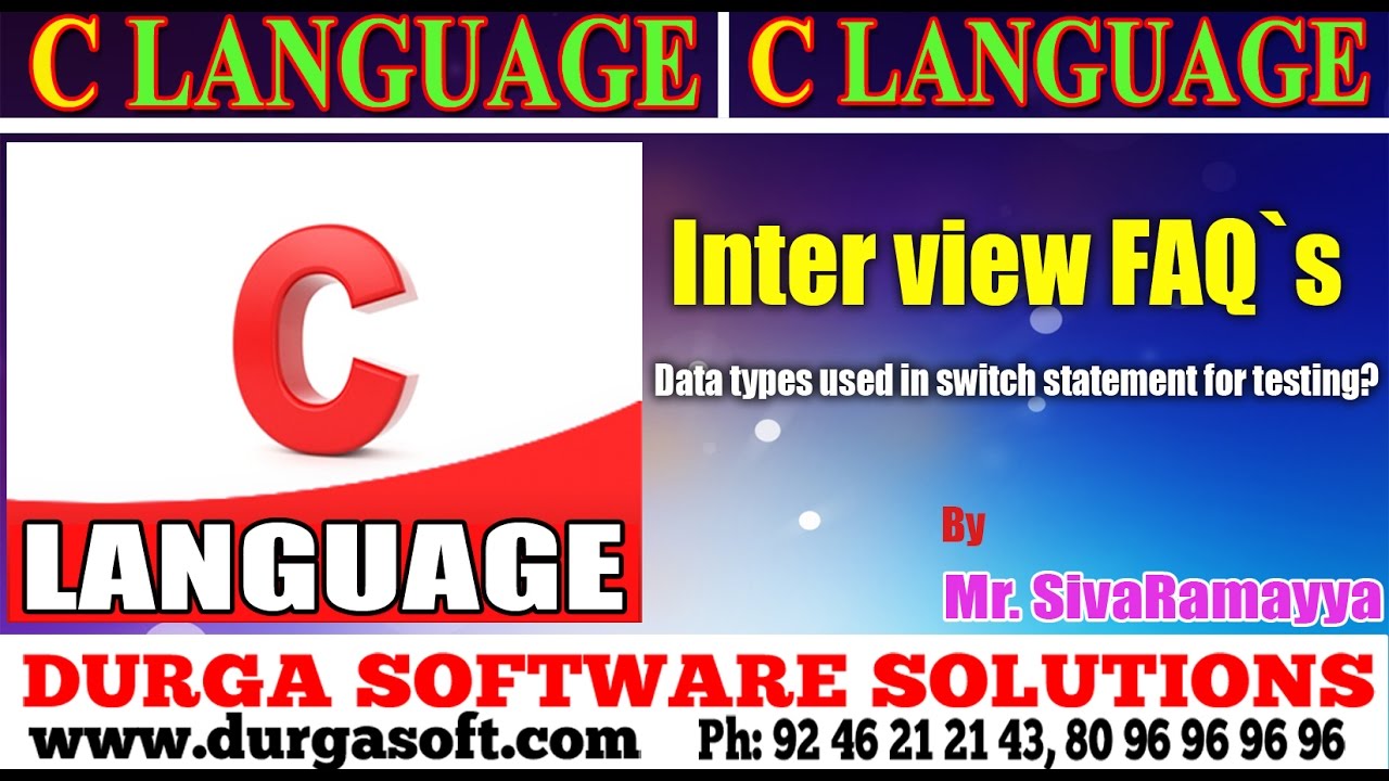 Data types used in switch statement for testing?