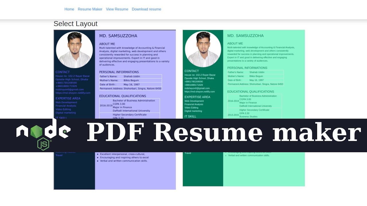 NodeJS PDF CV Resume Maker | 10: Convert HTML to PDF using NodeJS, Creating PDF Resume Html-pdf