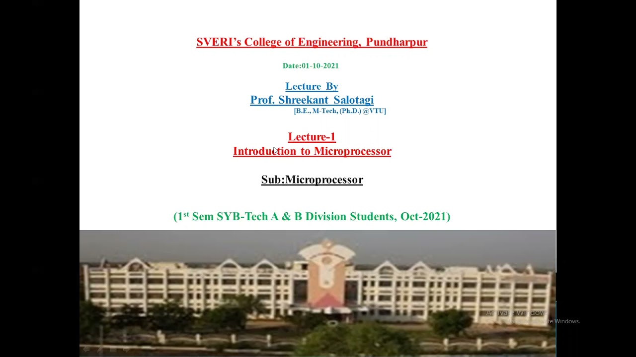 Microprocessor Lecture-1  01/10/2021