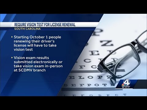 SCDMV to require vision test for license renewal starting in October