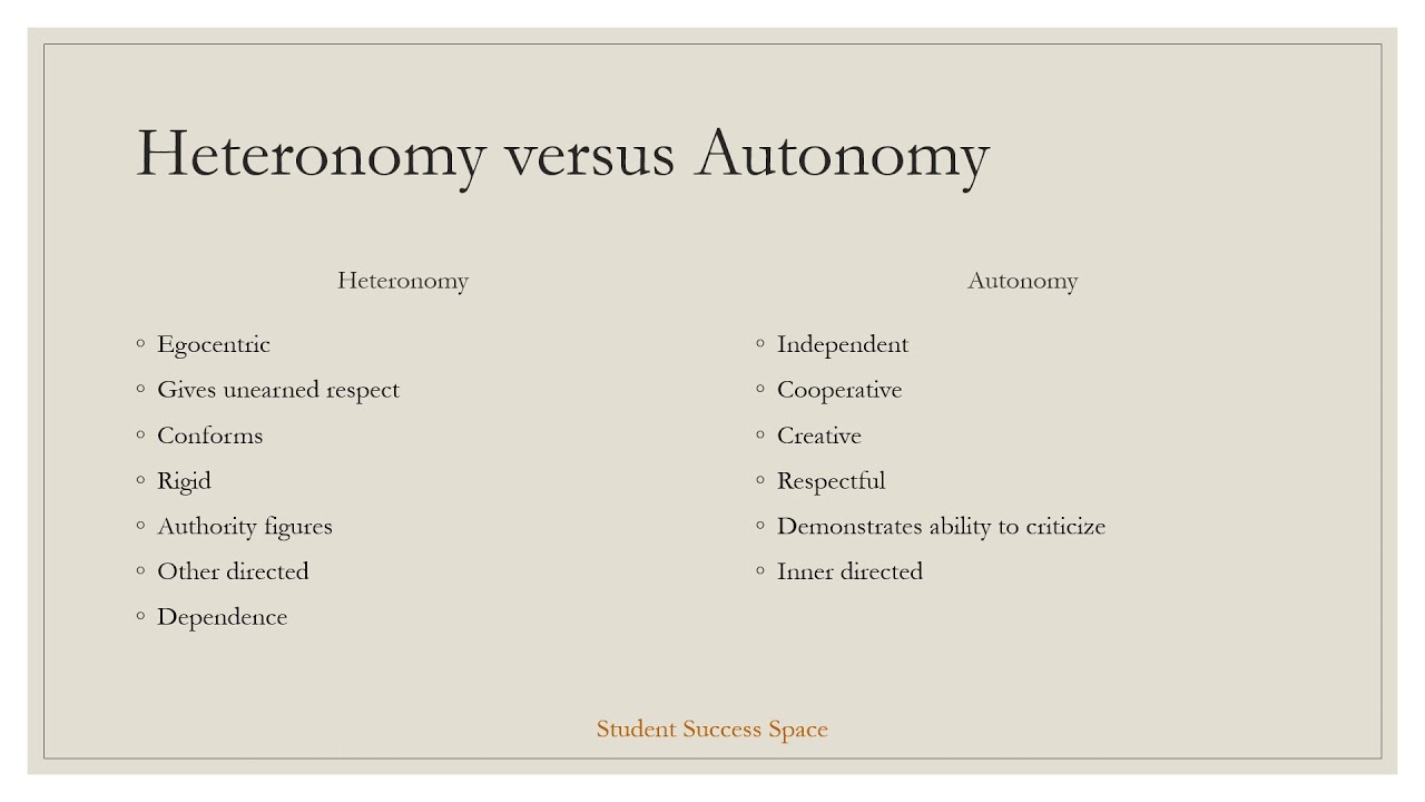Heteronomy versus Autonomy in Learning