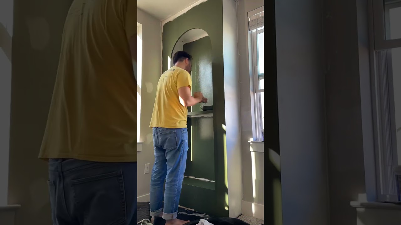 IKEA Billy Bookcase Hack : Arched Built-in Office Shelving