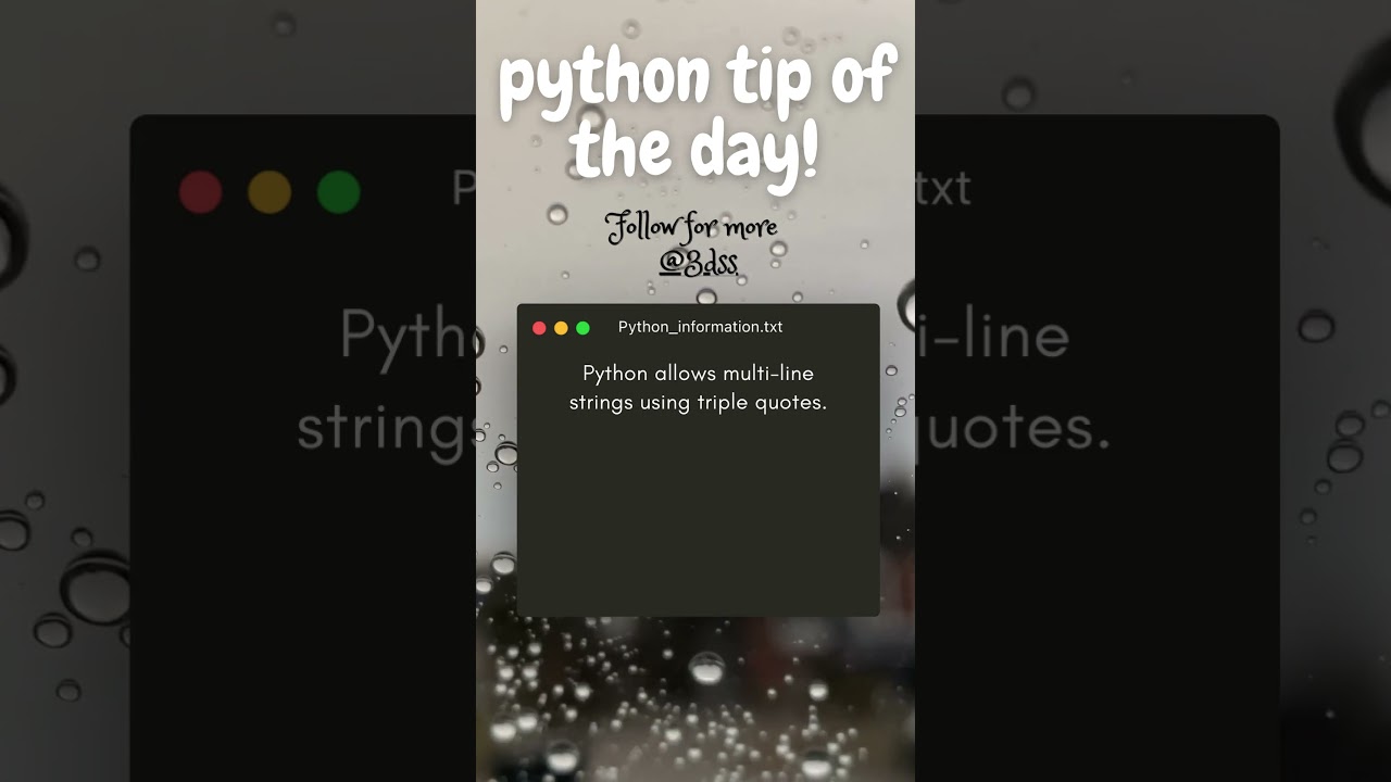 Python allows multi-line strings using triple quotes.