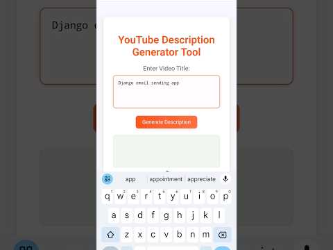Ai YouTube description Generator app with python #django #python
