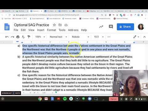 Optional Practice The SAQ Rubric