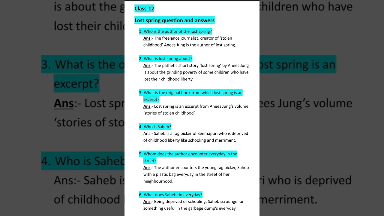 class-12 English Lost spring question and answers #english #answers