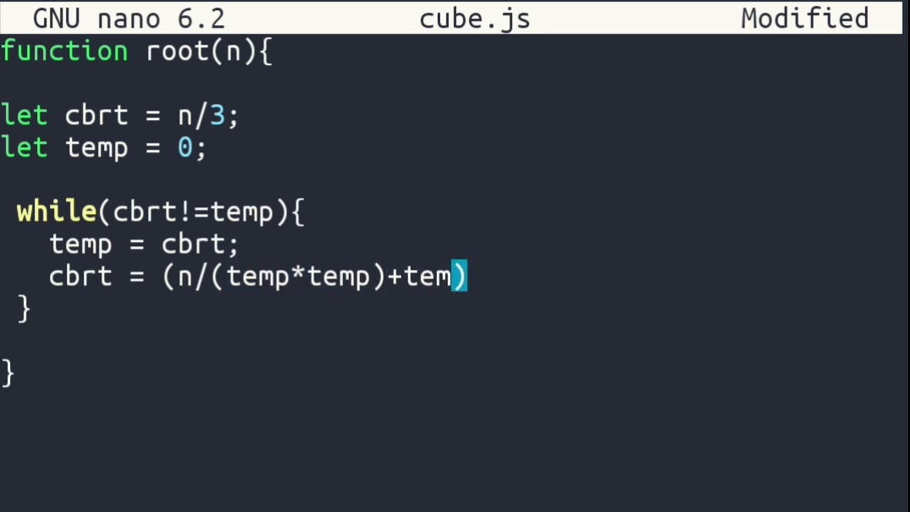 Learn to find cube root without using Math.cbrt() in Javascript.