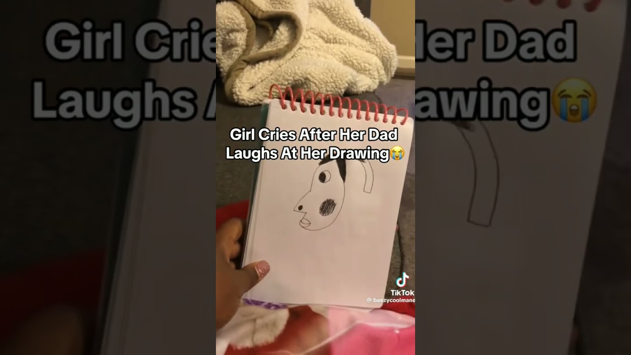 Girl Cries After Her Dad Laughs At Her Drawing #fyp #viral