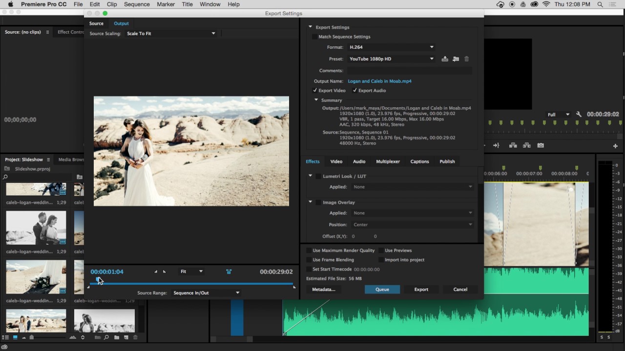 Export Settings for a 1080p Slideshow in Premiere Pro