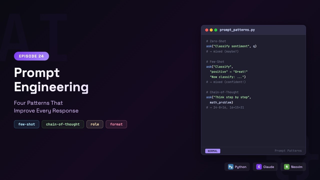 Build AI Apps with Python: Prompt Engineering Patterns — Few-Shot Chain-of-Thought Role | Episode 24
