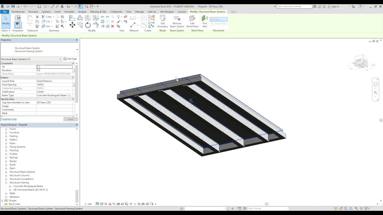 Beam system for waffle slab
