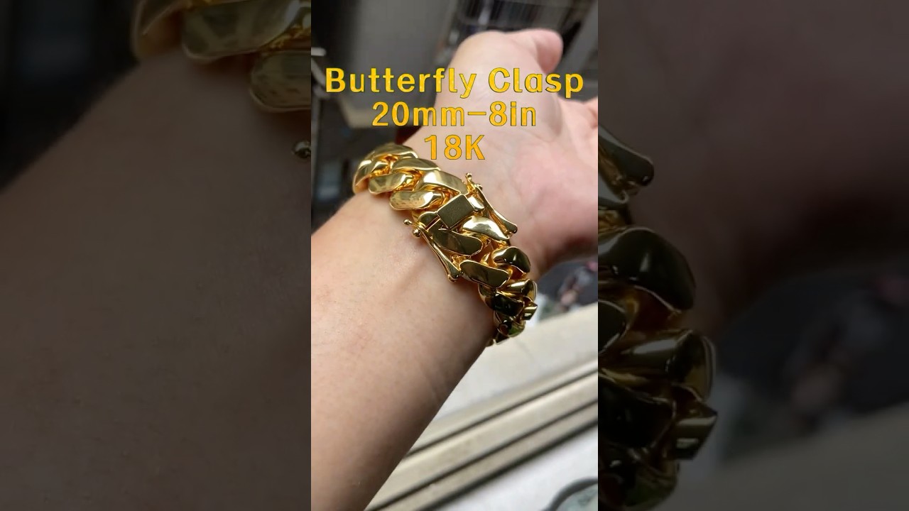 18K Gold Plated,Brass Miami Cuban Link Chain | 20MM B 8IN 18K #goldchain  #bracelet #jewelry