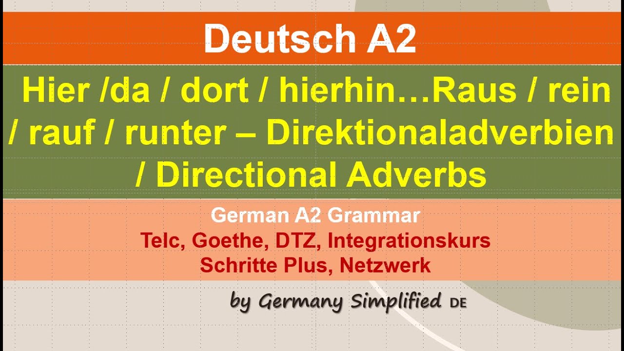 Hier, da, dort, hierhin… – Direktionaladverbien | Directional Adverbs | Deutsch A2 | German A2