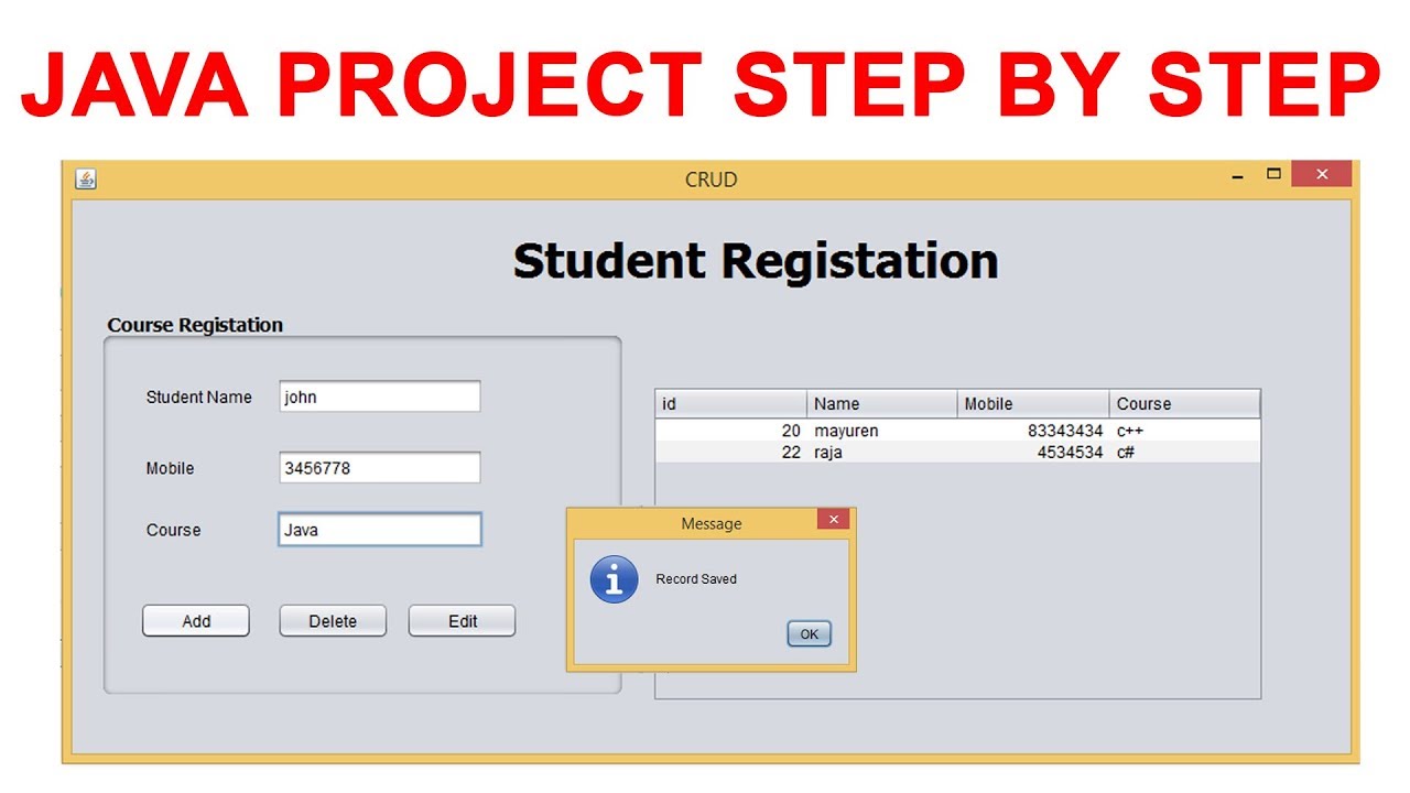 Java Simple Project step by step using mysql database