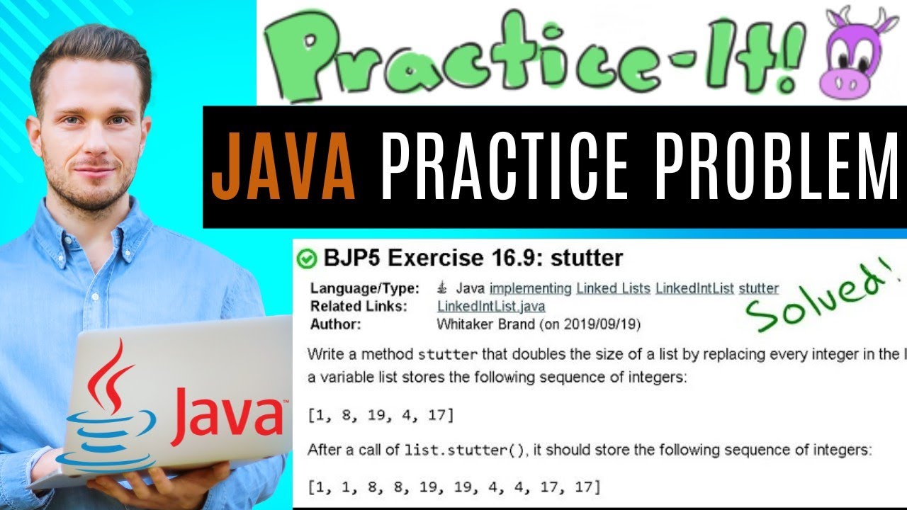 Java Practice It | Exercise 16.9: stutter | LinkedLists, #implementing instance methods