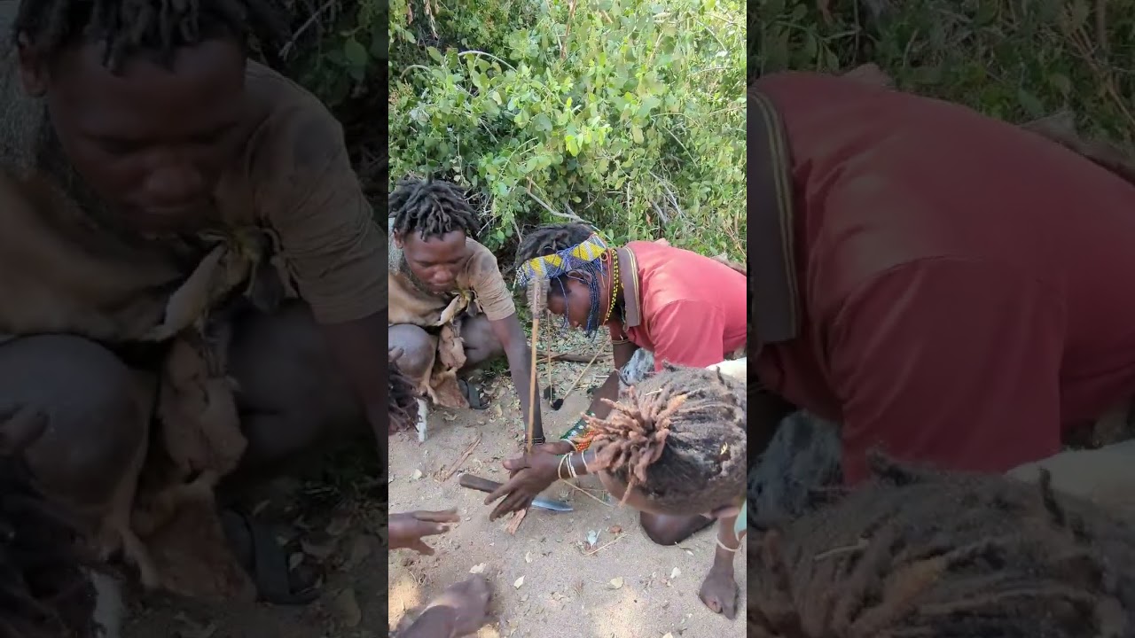 Hadza Make Fire By Rubbing Sticks