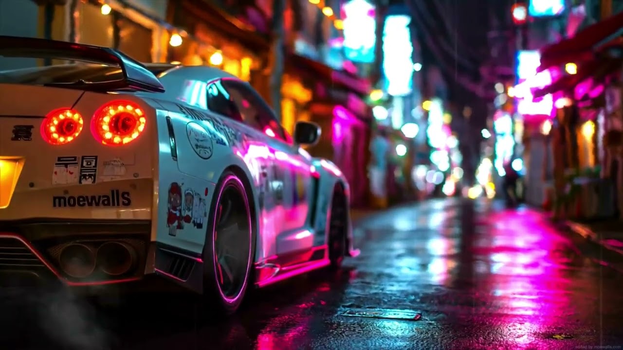 Nissan GT-R Nismo R35 Neon Rainy Night Street Live Wallpaper 4K Ultra HD 60fps 1 HOUR