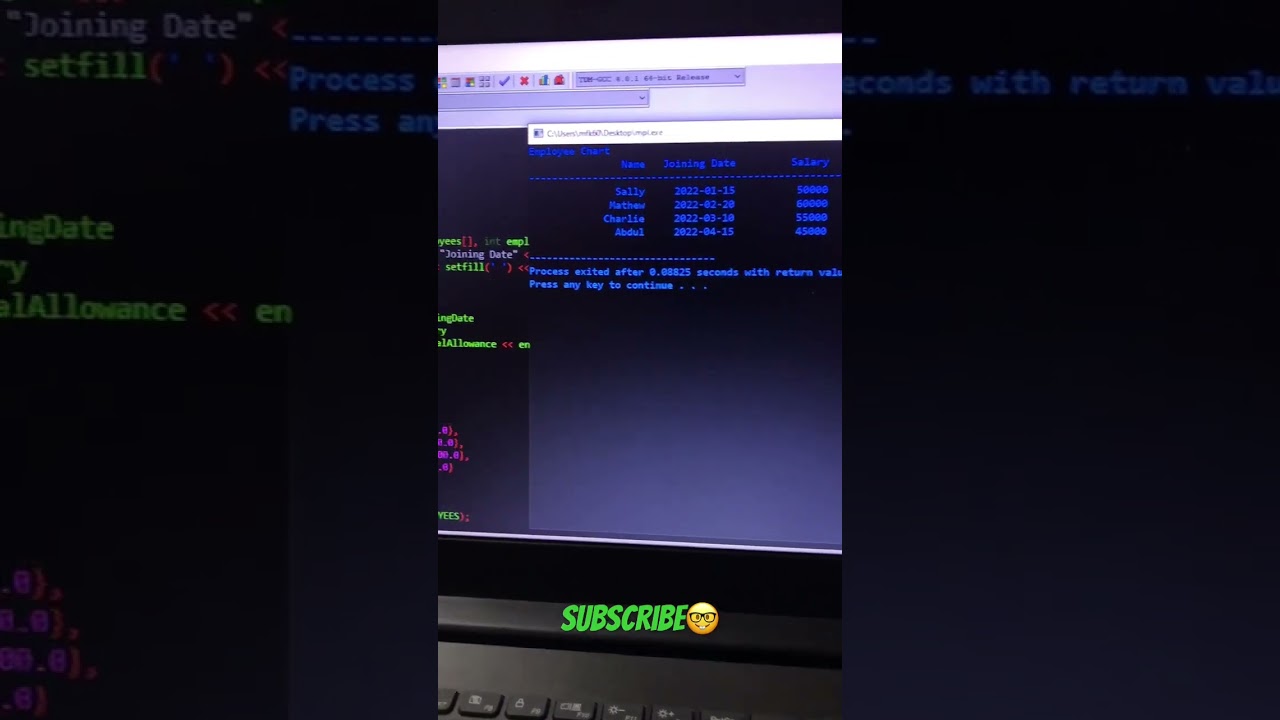 employee chart in c++ IDE dev c++ #cppprogramming #codingtime #codinglife