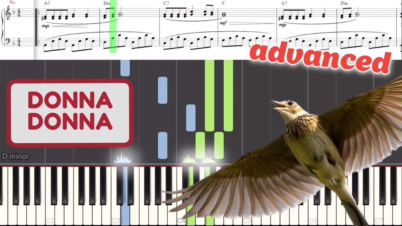 Donna donna. Piano tutorial of famous song in yiddish | 🎼sheet music + MIDI🎶