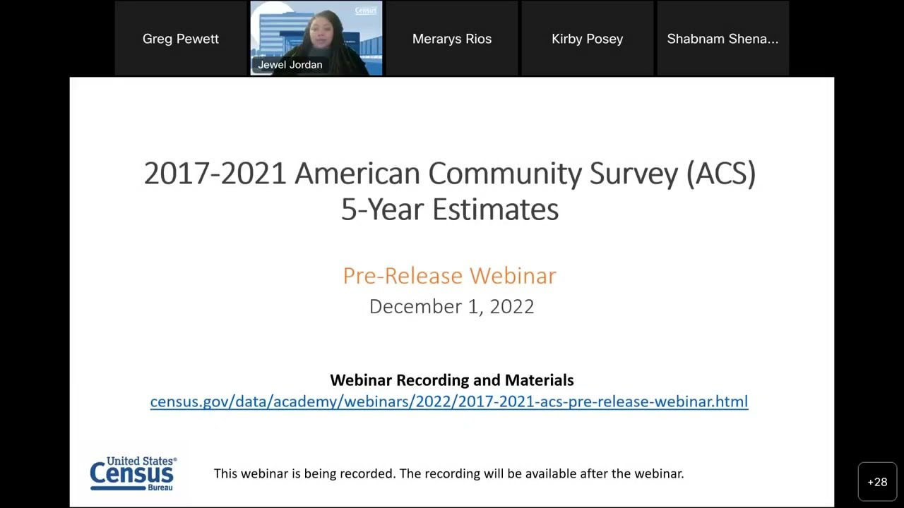 2017-2021 American Community Survey (ACS) Five-Year Estimates Pre-Release Webinar