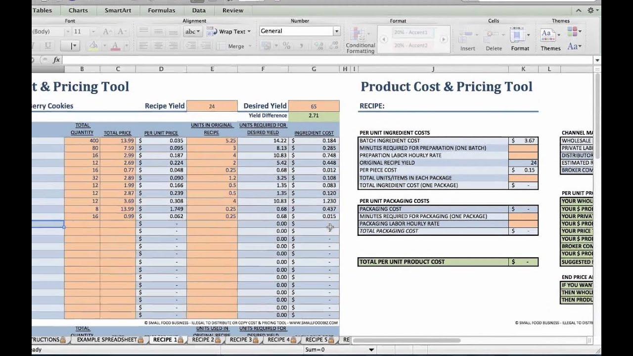 Food Product Cost & Pricing Tutorial