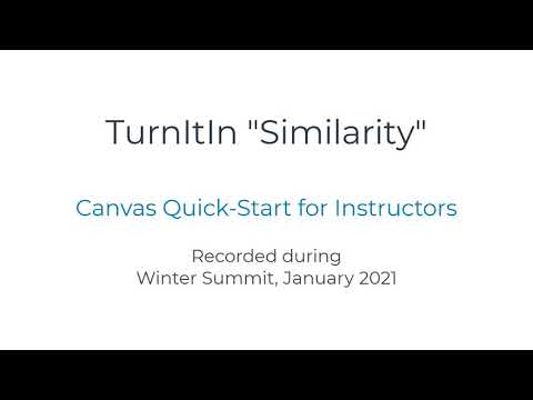TurnItIn Similarity Quick-Start for Instructors