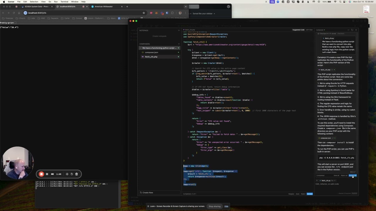 Cursor AI - Converting Python Script to PHP