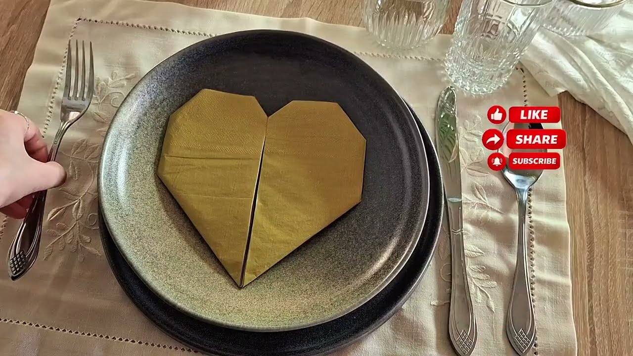 Heart Napkin Fold Tutorial | Easy Napkin Folding Ideas for Beginners