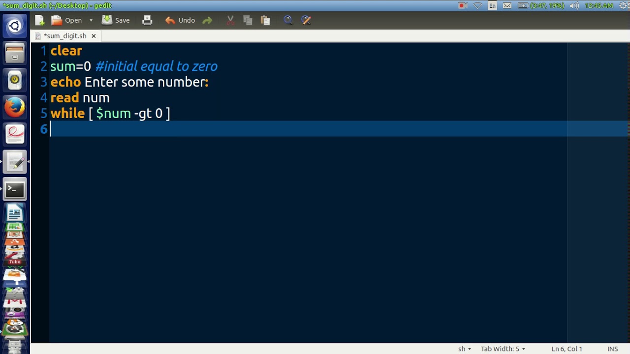 Shell script to find the sum of digits of a number