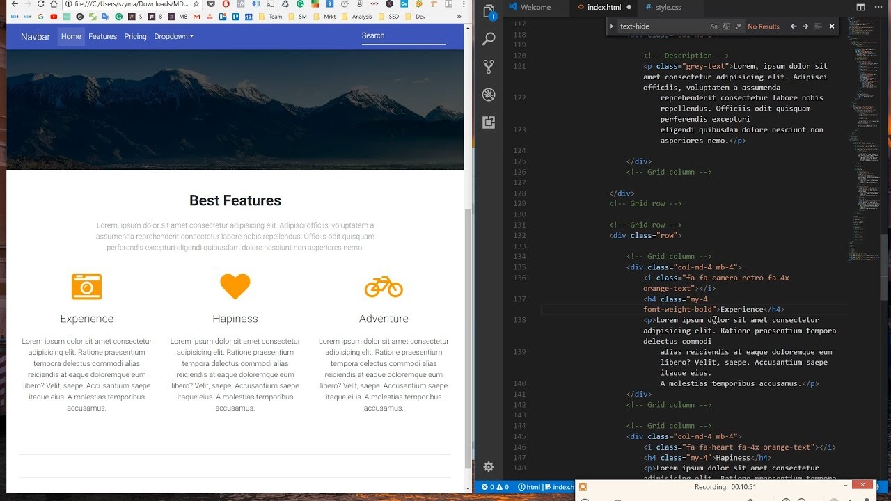 Bootstrap 4 Tutorial [#7] Sections & icons