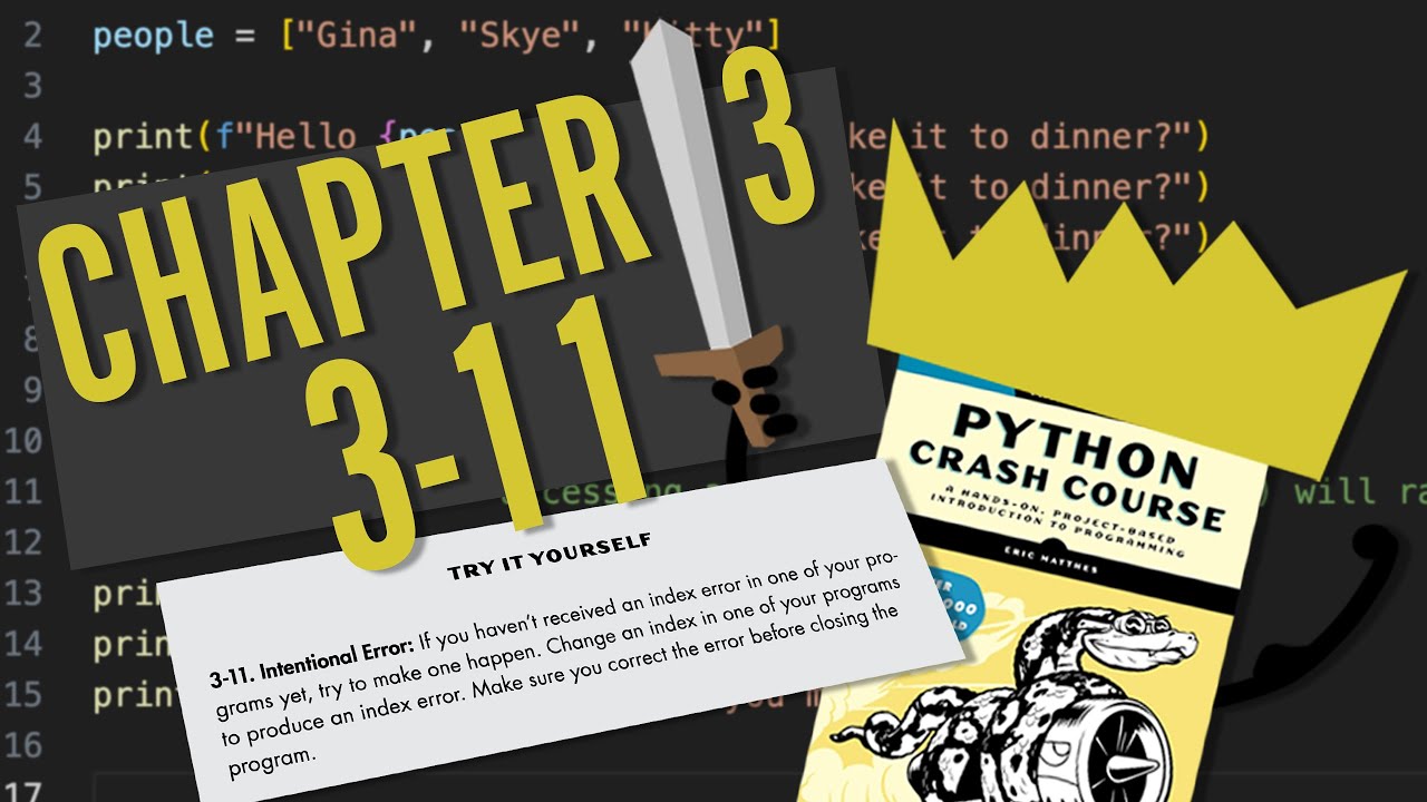 Python Crash Course: Chapter 3 | Try It Yourself 3-11 | Beginner Walkthrough!