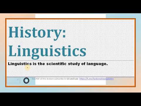 Linguistics as a source of History [in HINDI] by GS and Law