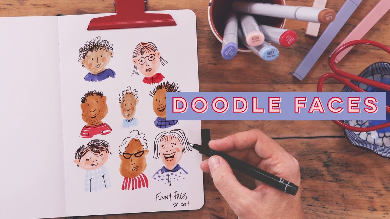 50 Ways to Fill a Sketchbook | Funny Face Doodles