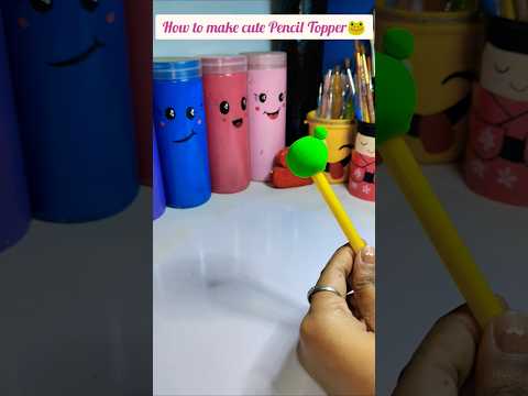 Diy Pencil Topper🐸#shorts #youtubeshorts #kawaii #clayart#frog #diycrafts #easy#howto#simple#craft😱