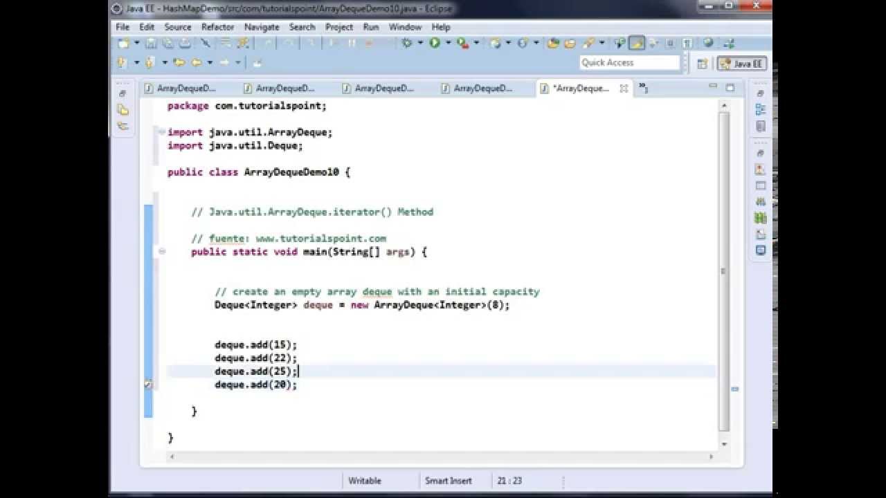 Java util ArrayDeque iterator Method